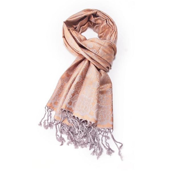 Pure Accessories Fine Pashmina Beige- Pink - The Design Gallery Drogheda